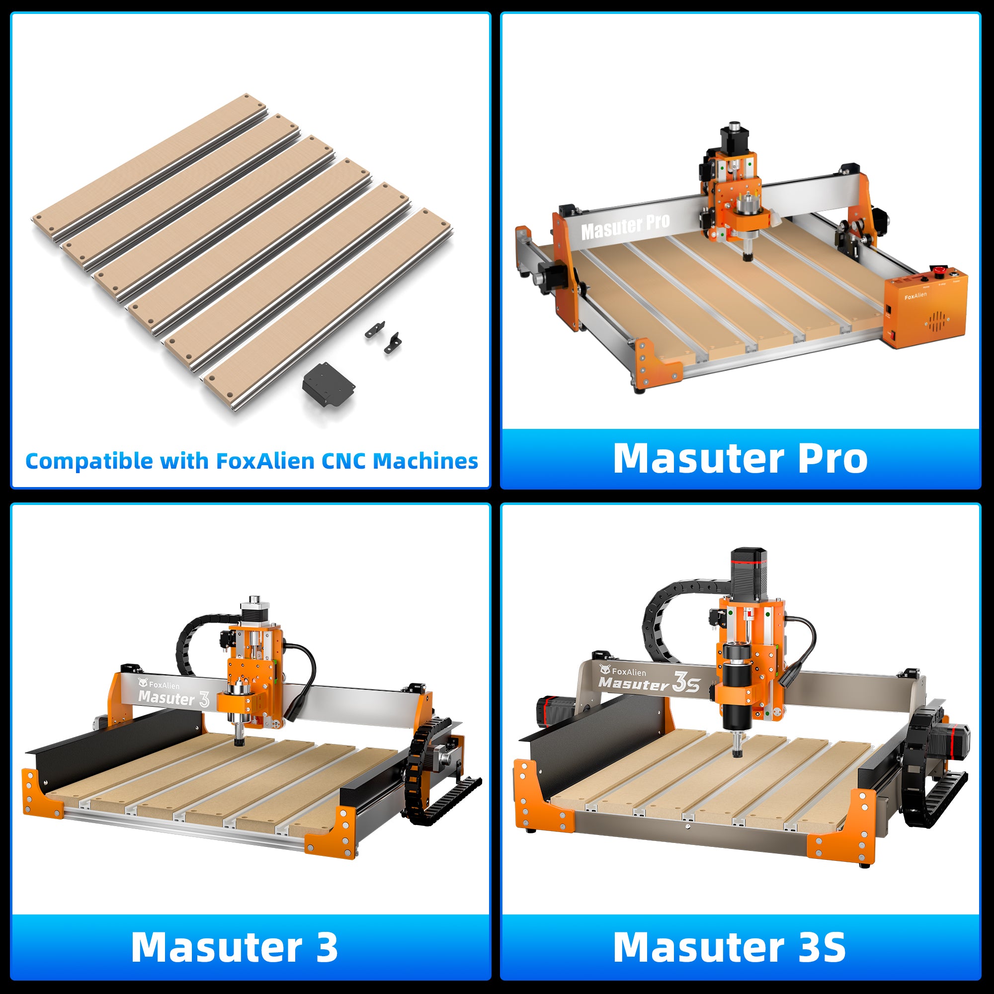 MDF Hybrid Spoilboard for CNC Router Masuter Pro & Masuter 3, 3S – FoxAlien