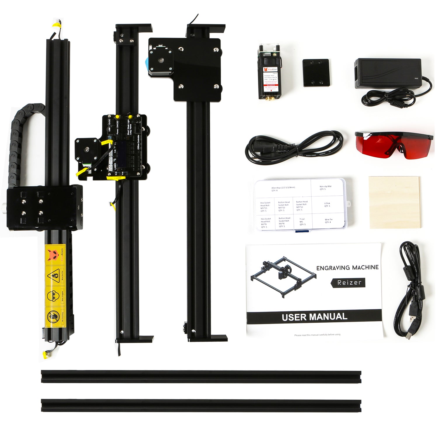 FoxAlien Reizer 20W Laser Engraver with Honeycomb Bundle Kit