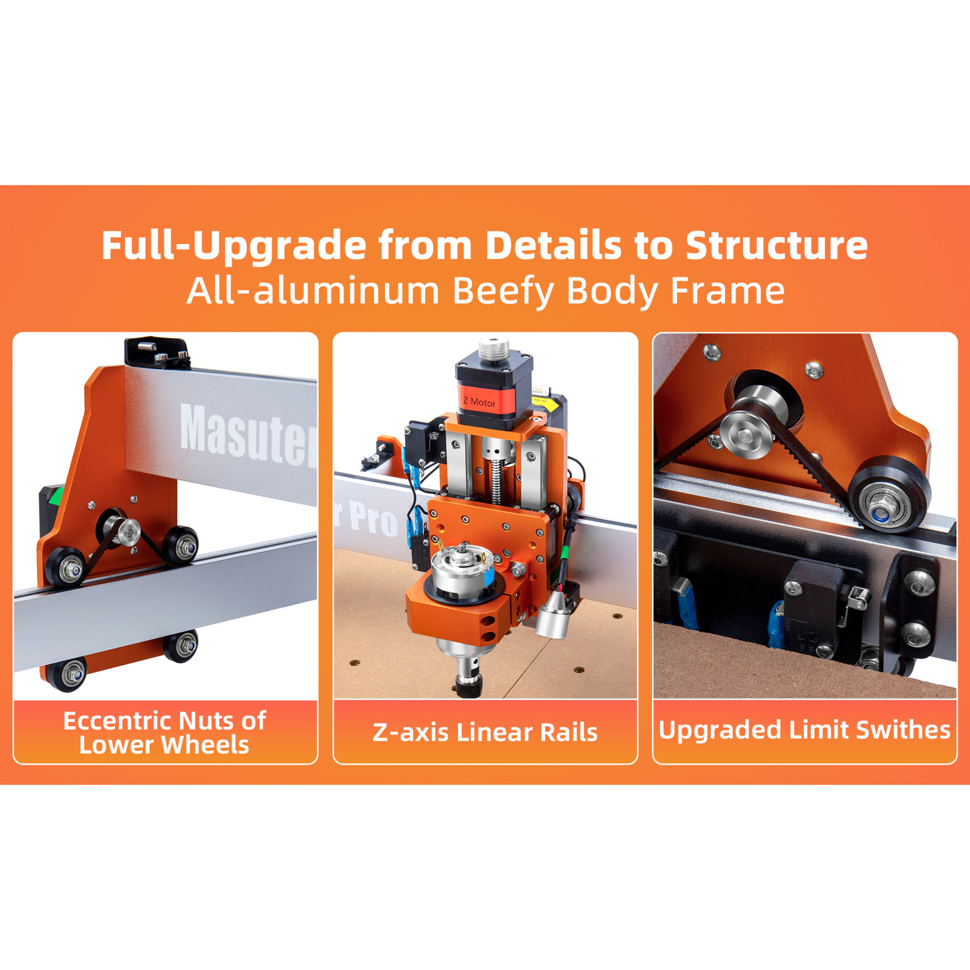 CNC Router Masuter Pro with 40W and Black R42 Rotary Roller Kit