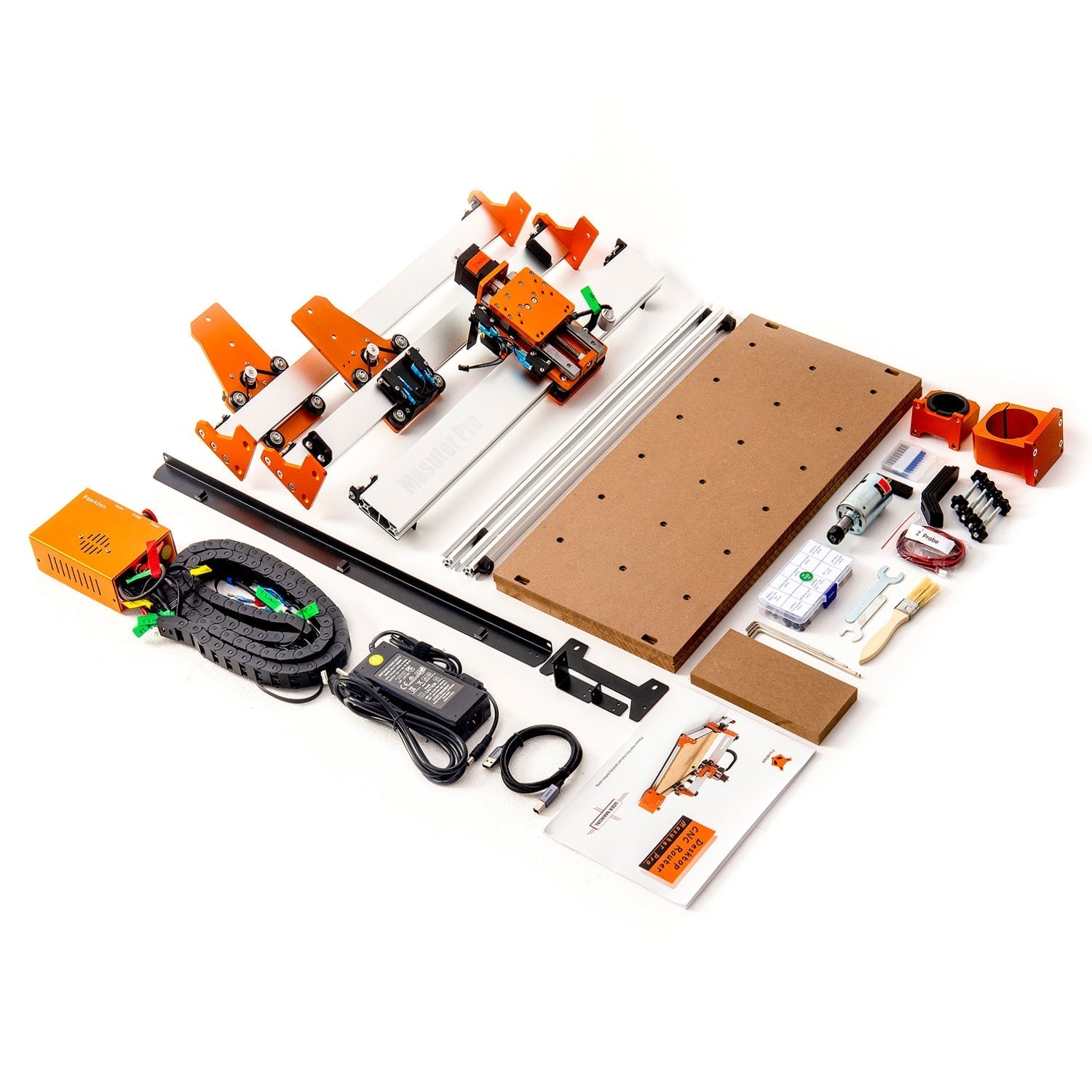 CNC Router Masuter Pro with 40W and Black R42 Rotary Roller Kit