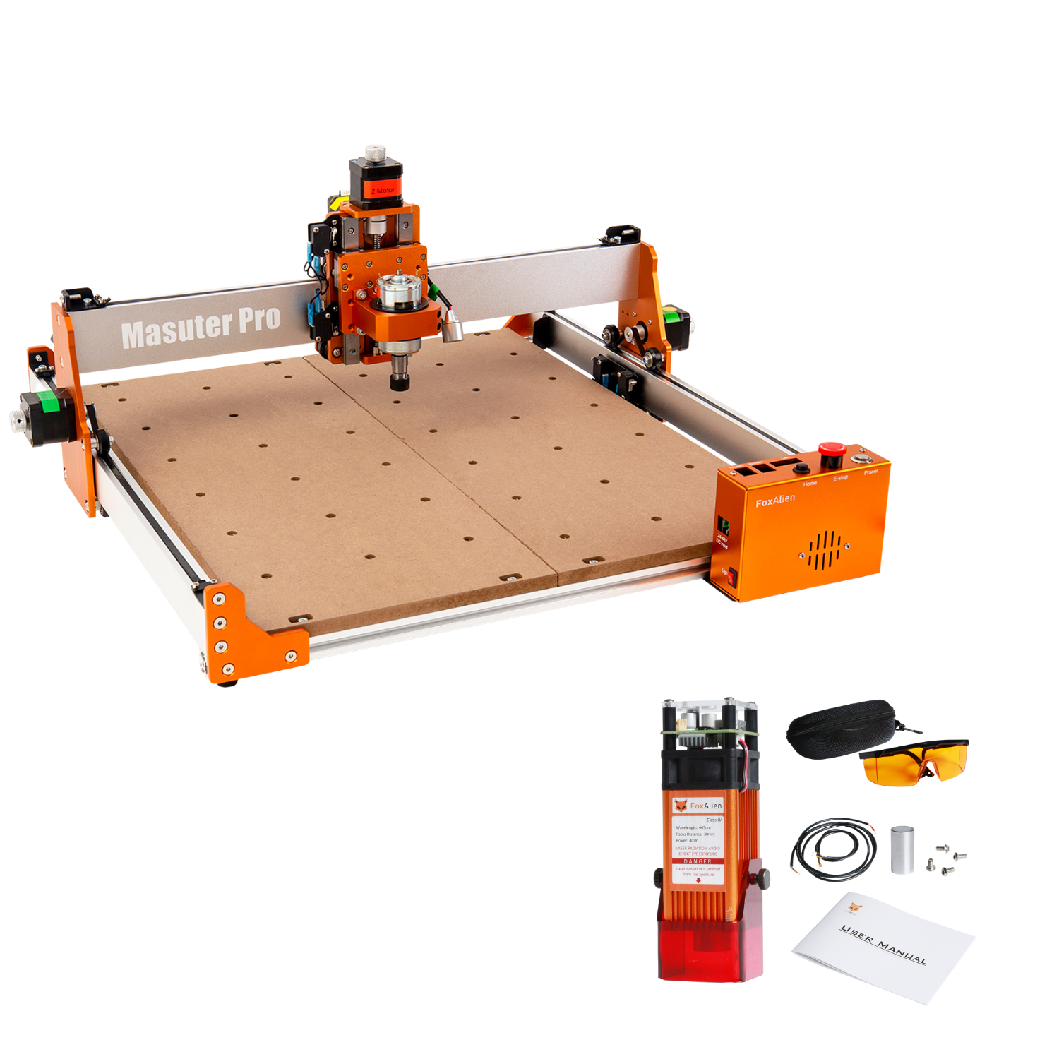 CNC Router Masuter Pro with 40W Laser Bundle Kit