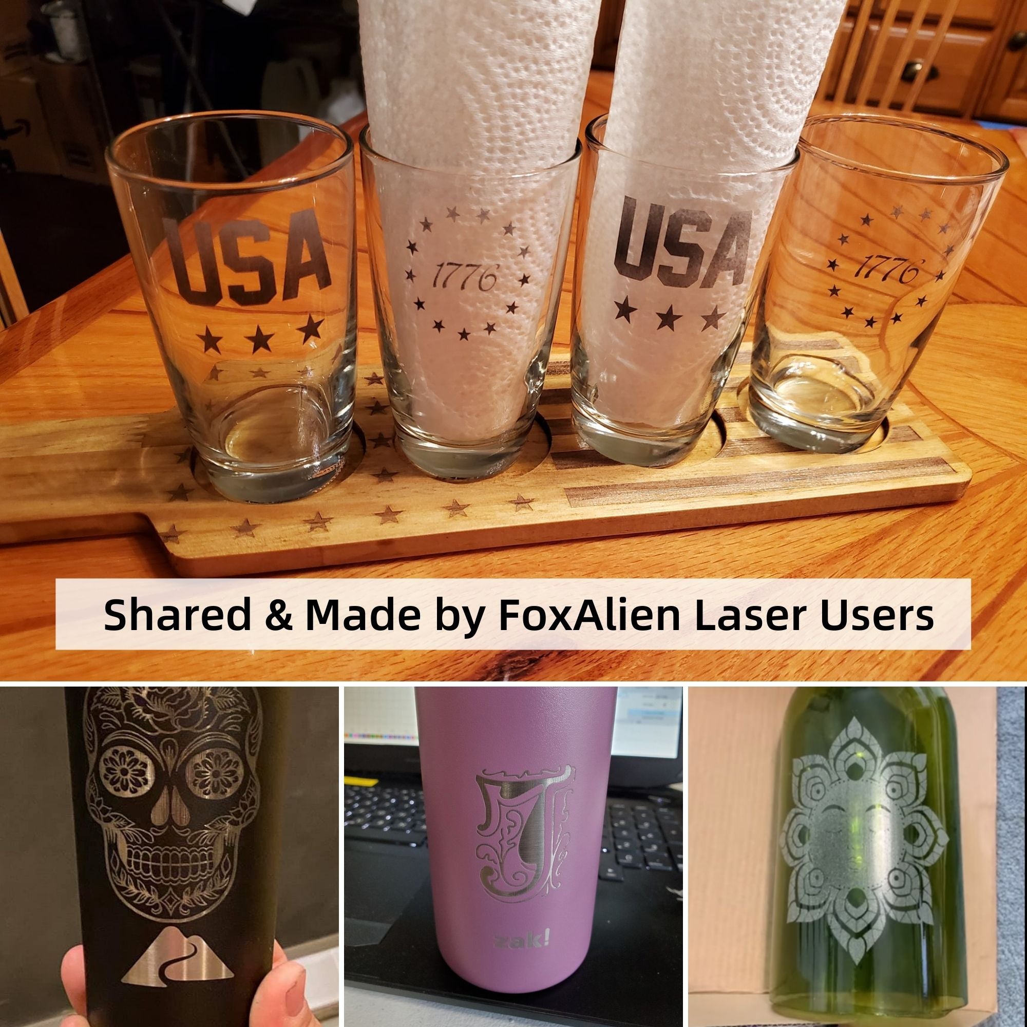 FoxAlien Reizer 20W Laser Engraver with Rotary Roller Bundle Kit